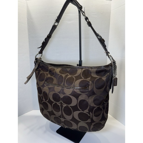 Coach | Bags | Vtg Y2k Coach Signature Print Mono Chocolate Brown Hobo ...